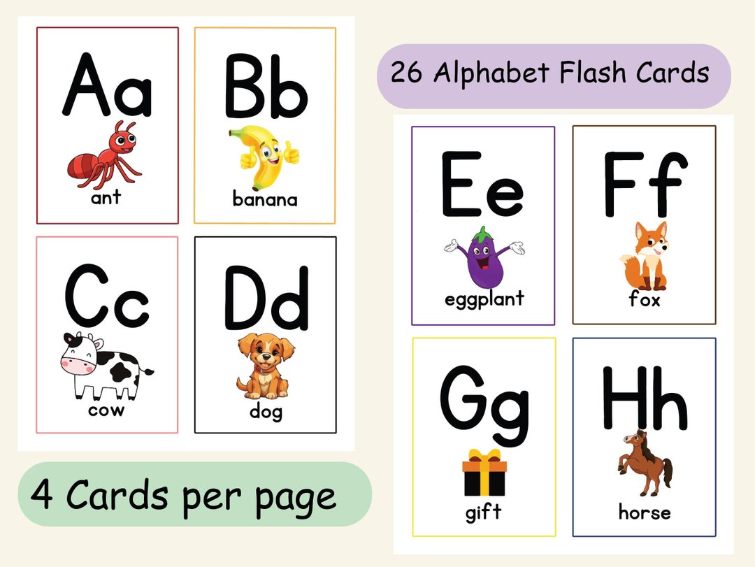 Alphabet Flashcards | 26 ABC Preschool Printable | Educational A to Z ...