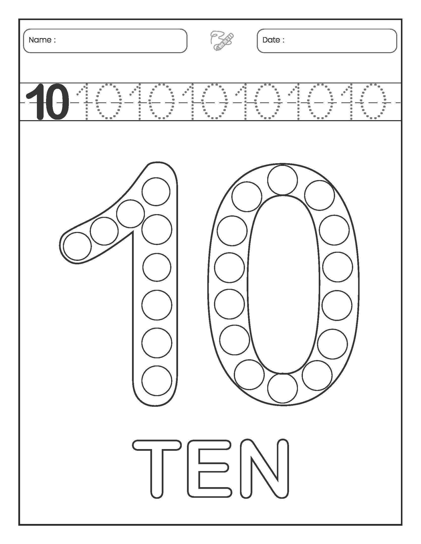 Printable Dot Marker Number Preschool Worksheets, Tracing Numbers Maths ...