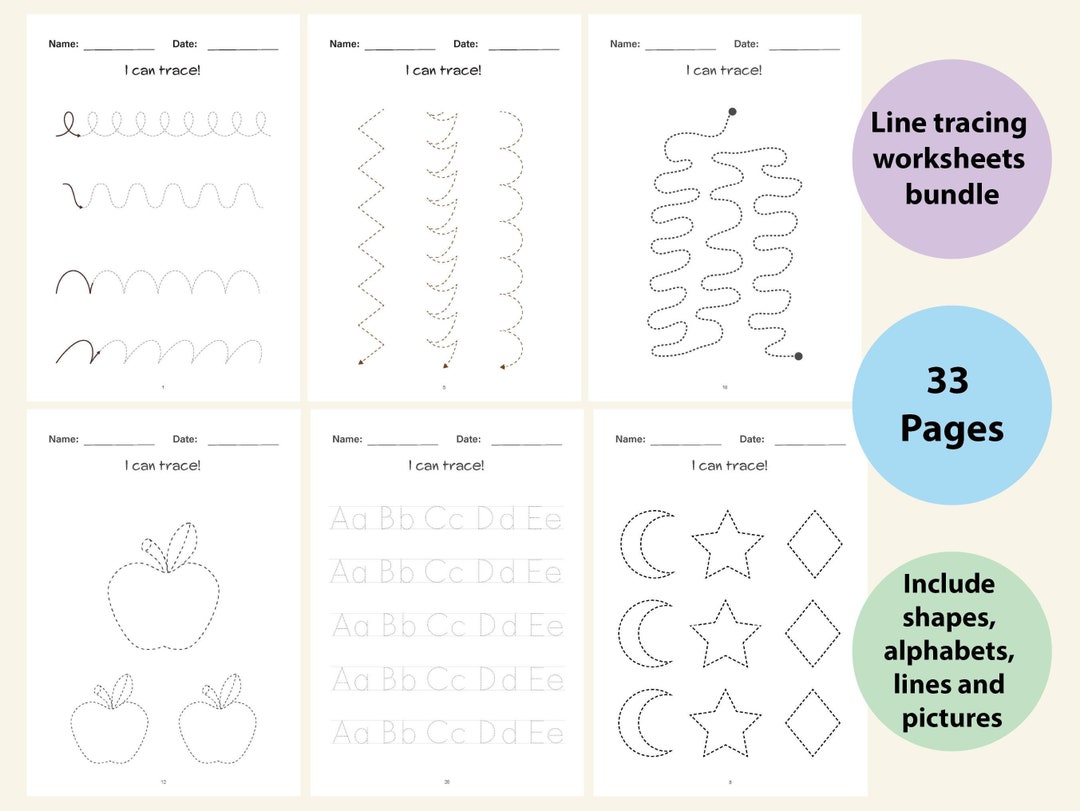 33 Preschool Line Tracing Worksheets Printables, Handwriting Practice ...