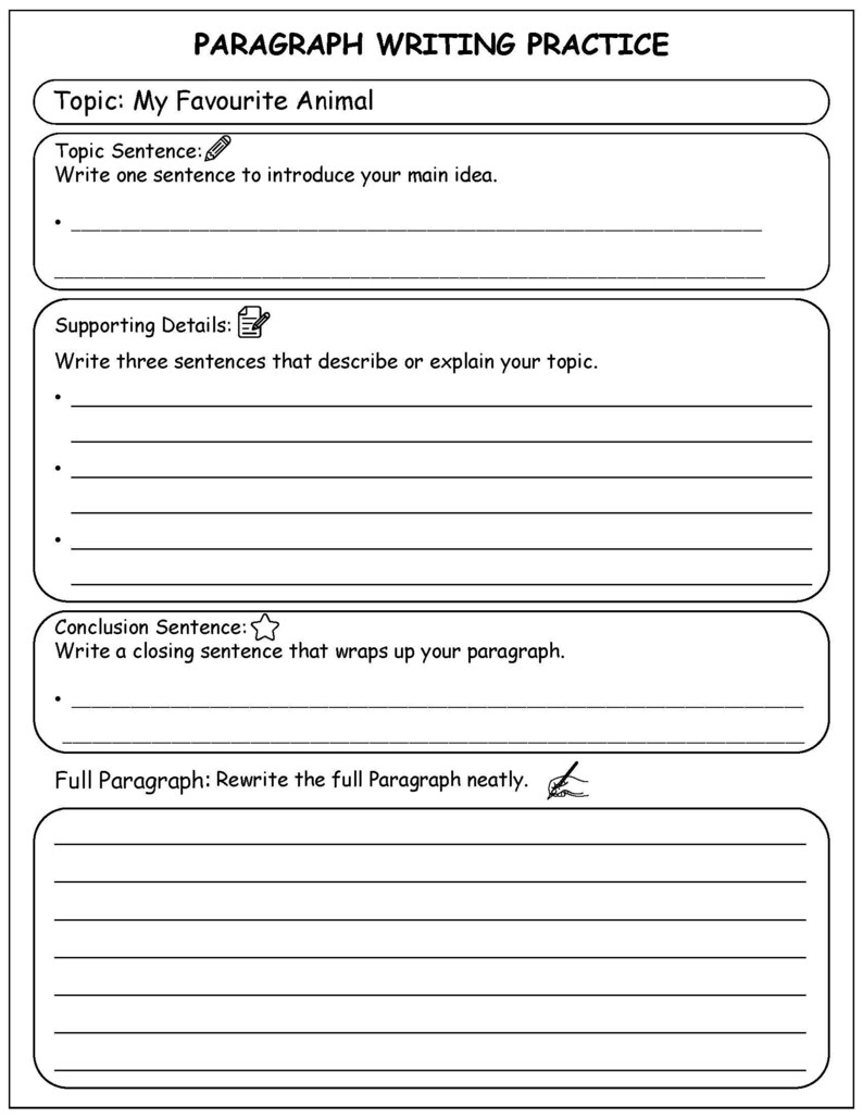 Paragraph Writing Practice Worksheets With Example, Printable Guided ...