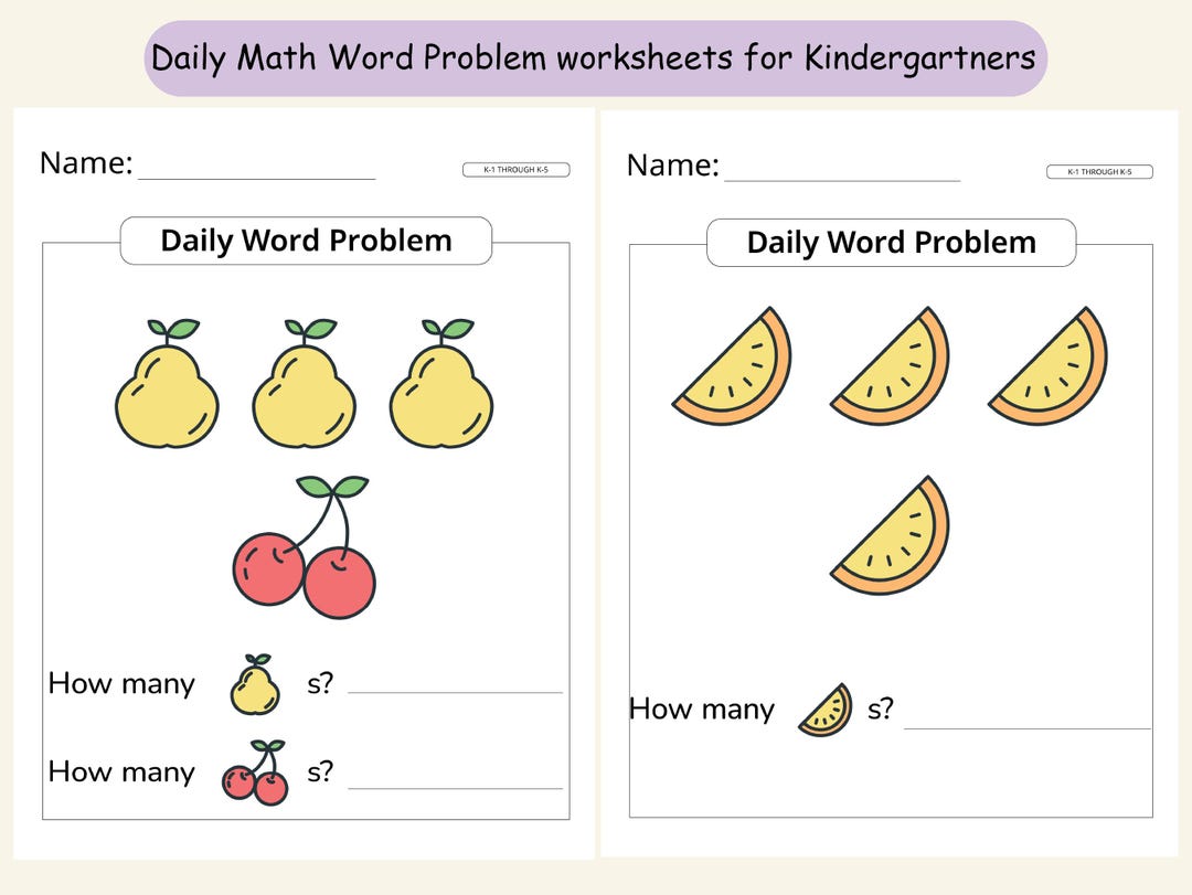 Kindergarten Math Worksheets | Word Problems | Preschool Maths ...