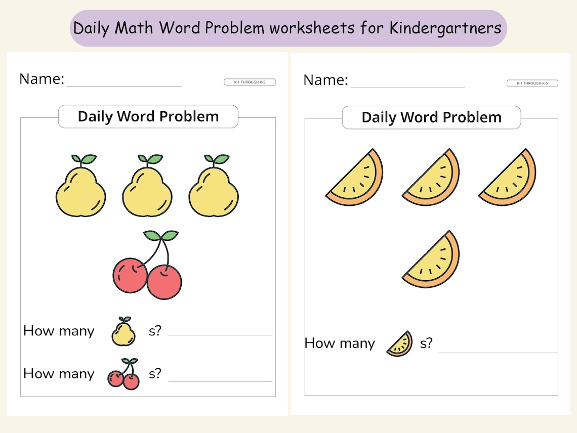Kindergarten Math Worksheets | Word Problems | Preschool Maths ...