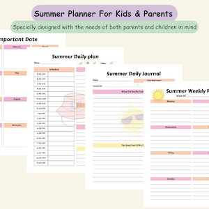 Printable Summer Planner for Kids and Parents , Daily & Weekly Schedule ...