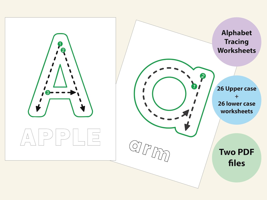 Alphabet Tracing Worksheets for Preschool & Kindergarten Uppercase and ...