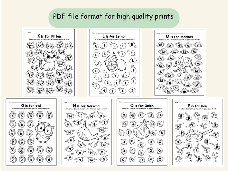 Letter Recognition Worksheets - Find the Letter and Color It, Preschool ...