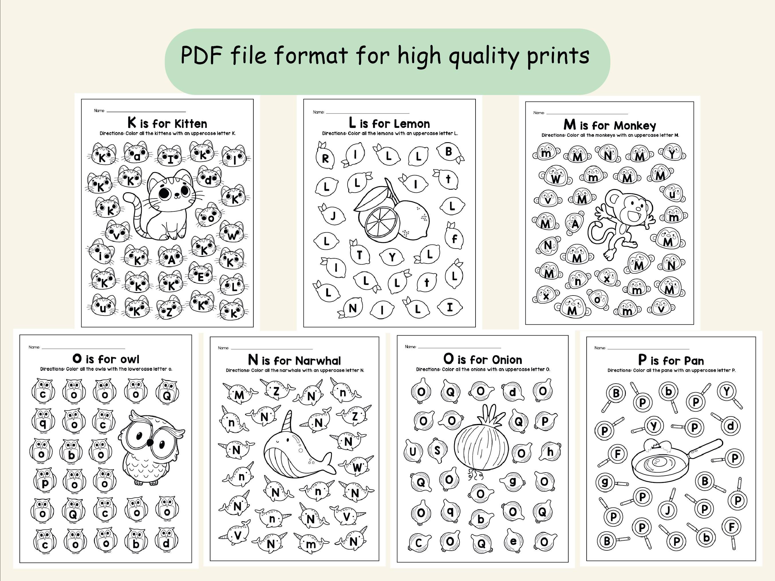 Letter Recognition Worksheets - Find the Letter and Color It, Preschool ...