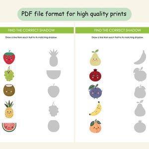 Matching Activity for Kids - Fruits | Shadow Matching Game for ...