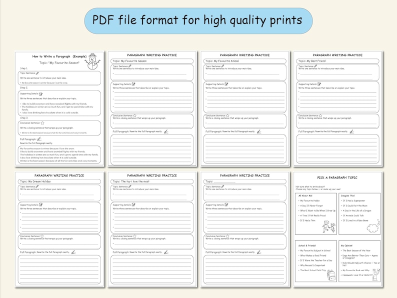 Paragraph Writing Practice Worksheets With Example, Printable Guided ...