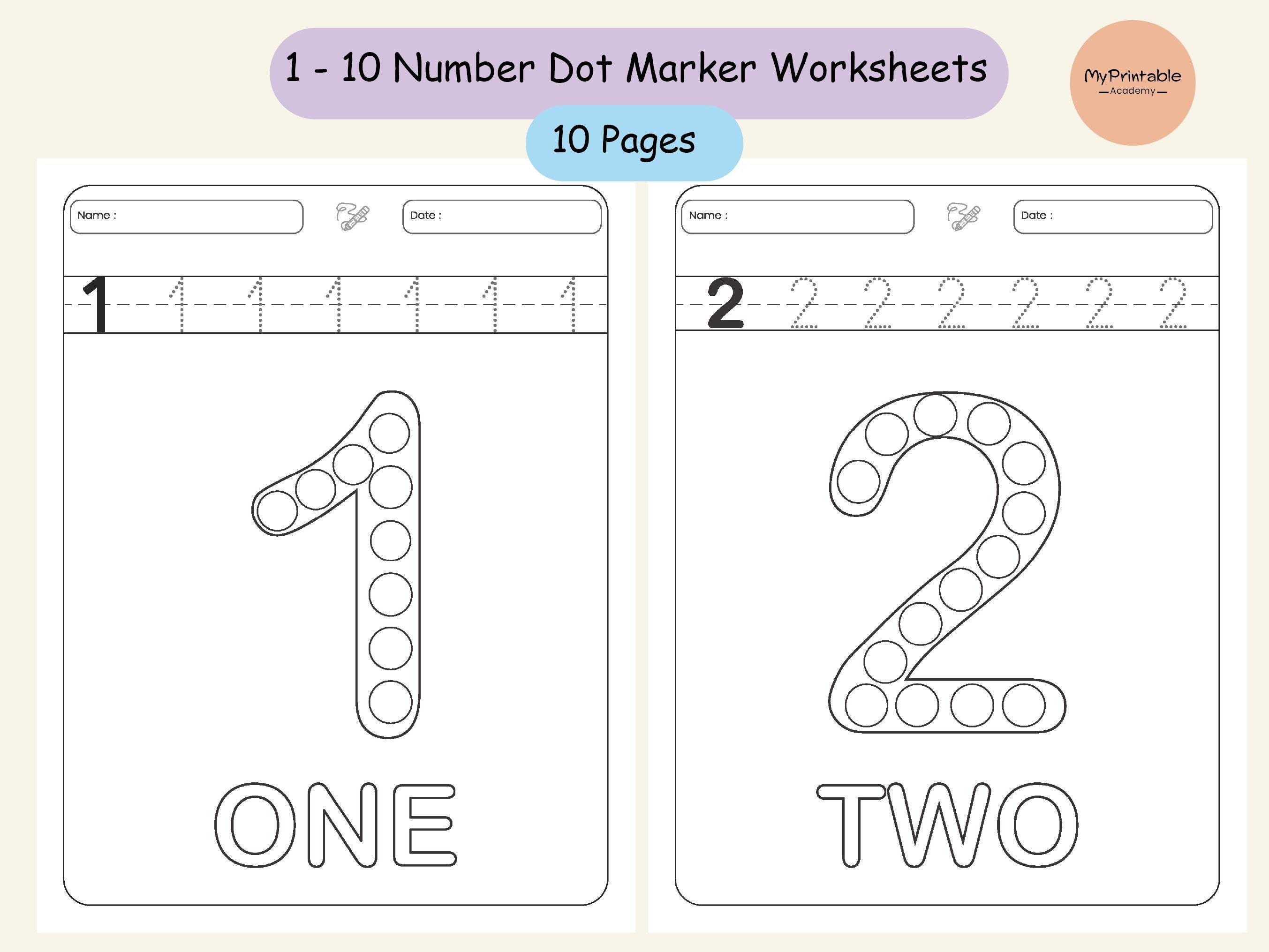 Printable Dot Marker Number Preschool Worksheets, Tracing Numbers Maths ...
