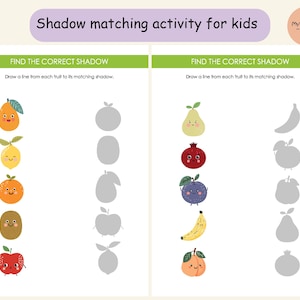 Matching Activity for Kids - Fruits | Shadow Matching Game for ...