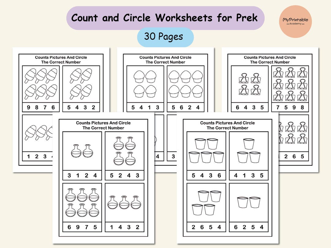 Counting Worksheets for Preschool | Count and Circle the Number ...