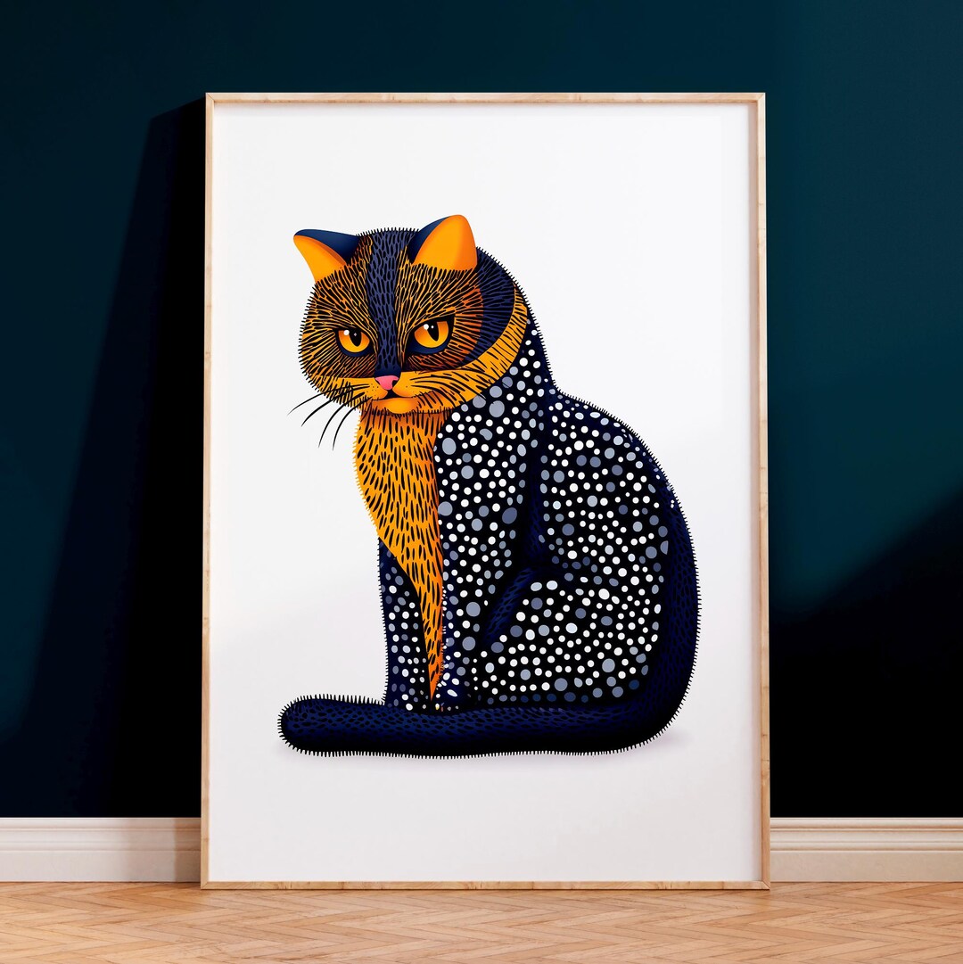 Cat Print, Kitty Poster, Purr Art, Elegant Wall Art, Chic Illustration ...