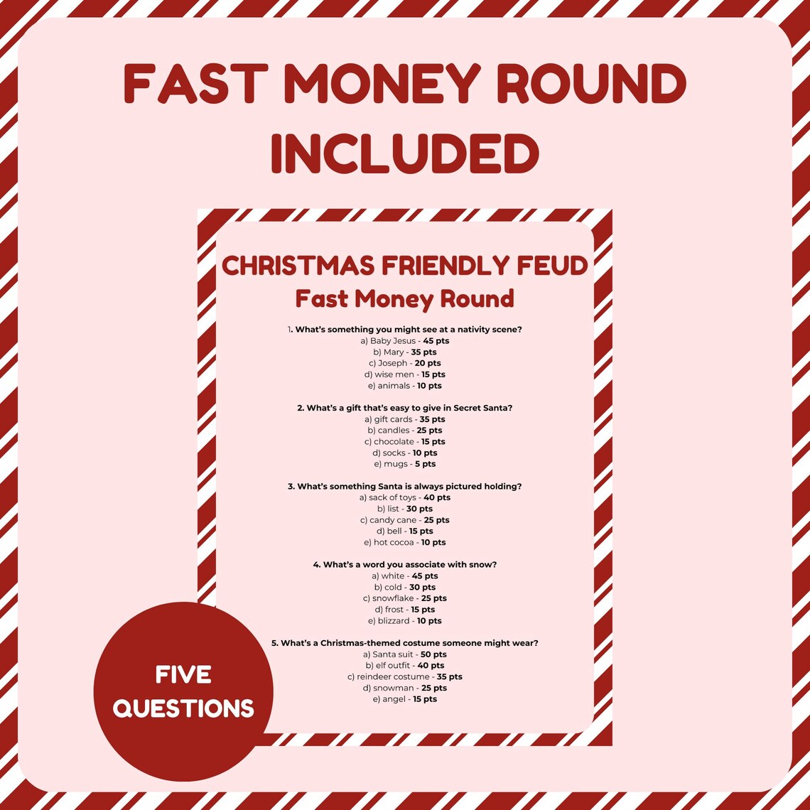 Christmas Friendly Feud Printable Game | Christmas Party Game - Etsy