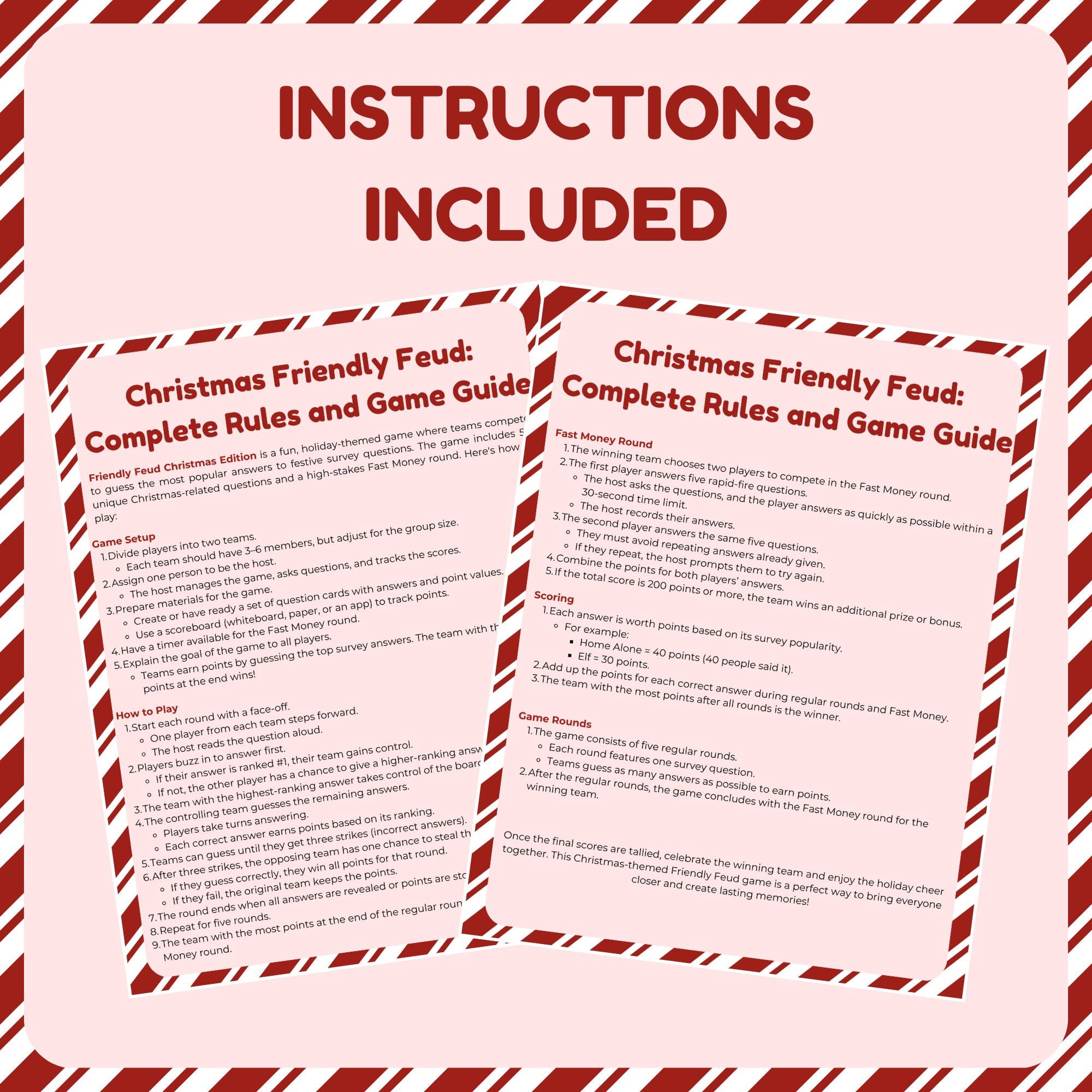 Christmas Friendly Feud Printable Game | Christmas Party Game - Etsy