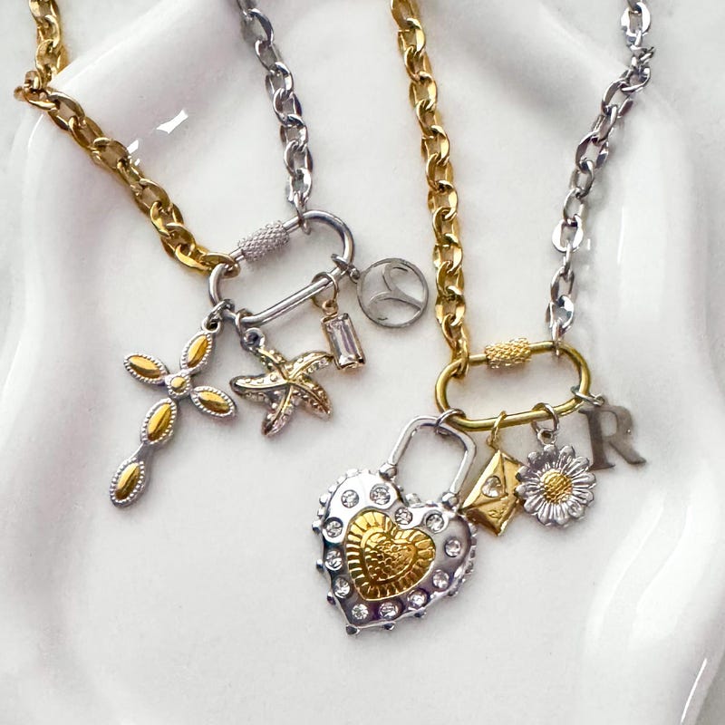 Mixed Metal Necklace Name - Etsy
