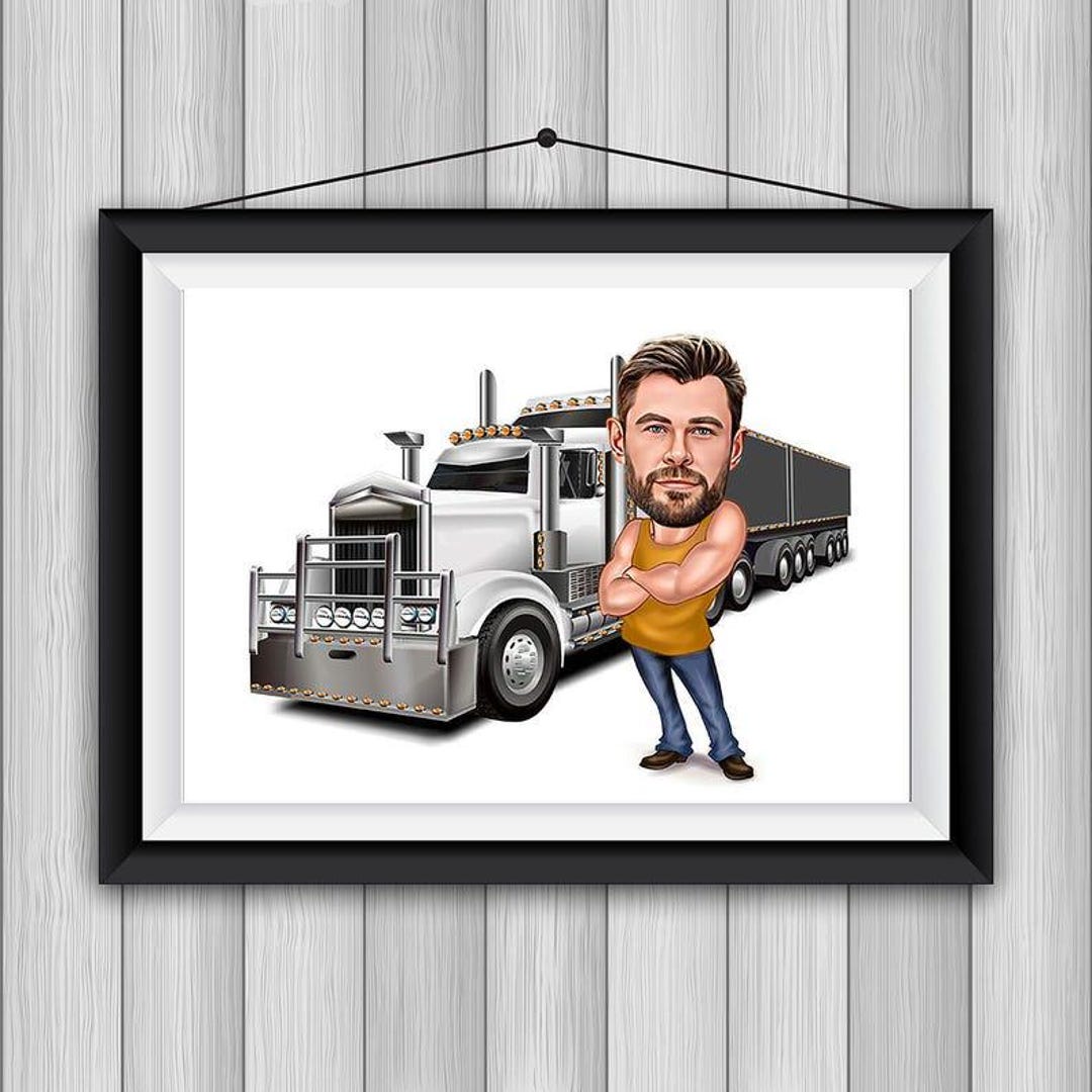 Personalized Truck Driver Caricature, Custom Trucker Cartoon, Fun Truck ...