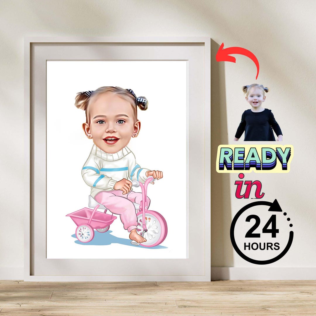 Personalized Kid Caricature From Photos, Custom Baby Cartoon Portrait ...