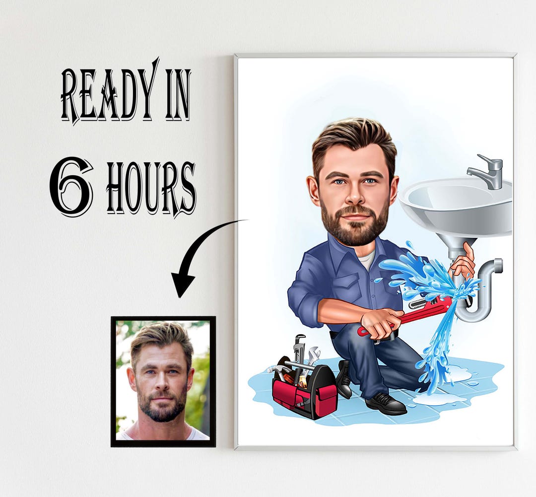 Plumbing Man Caricature, Plumber Work Art Design, Plumber Man, Plumber ...
