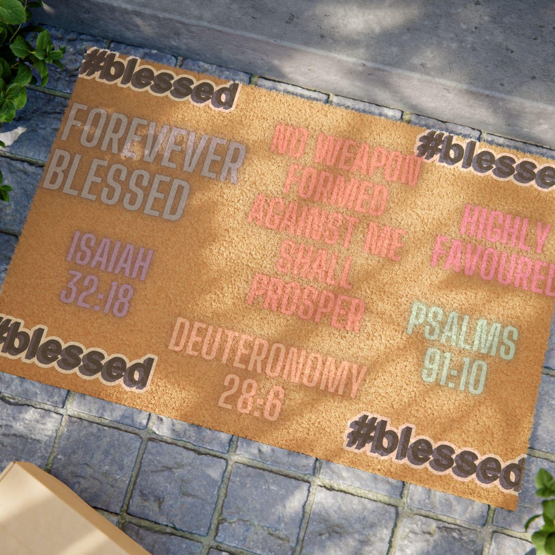 Doormat, Christian Bible Verses, Positive Blessed Home Rug, Religious ...