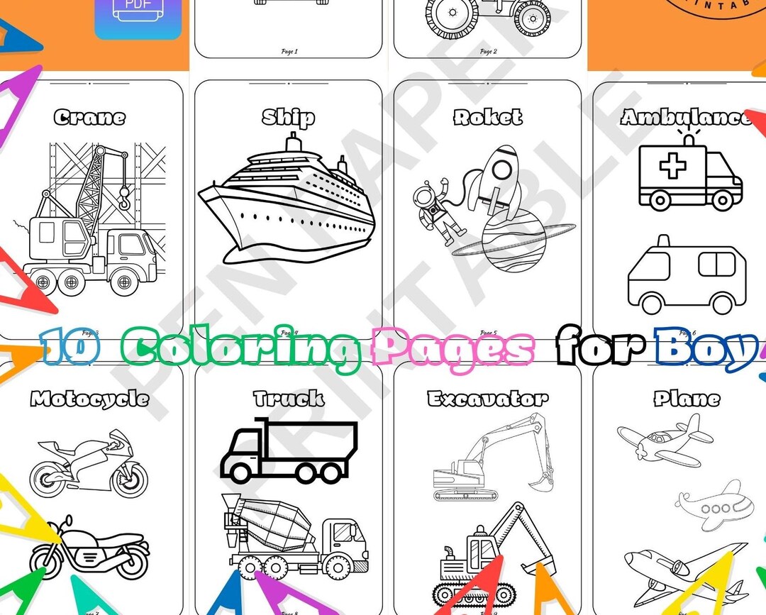 10 Printable Cute Coloring Pages for Boys Fun & Easy Drawings for Kids ...