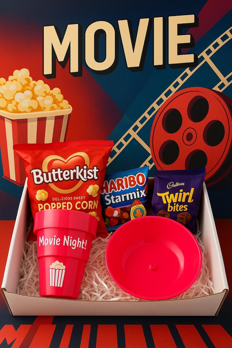 Movie Night Snack Box Popcorn Candy & Treats Gift Set Netflix Night ...