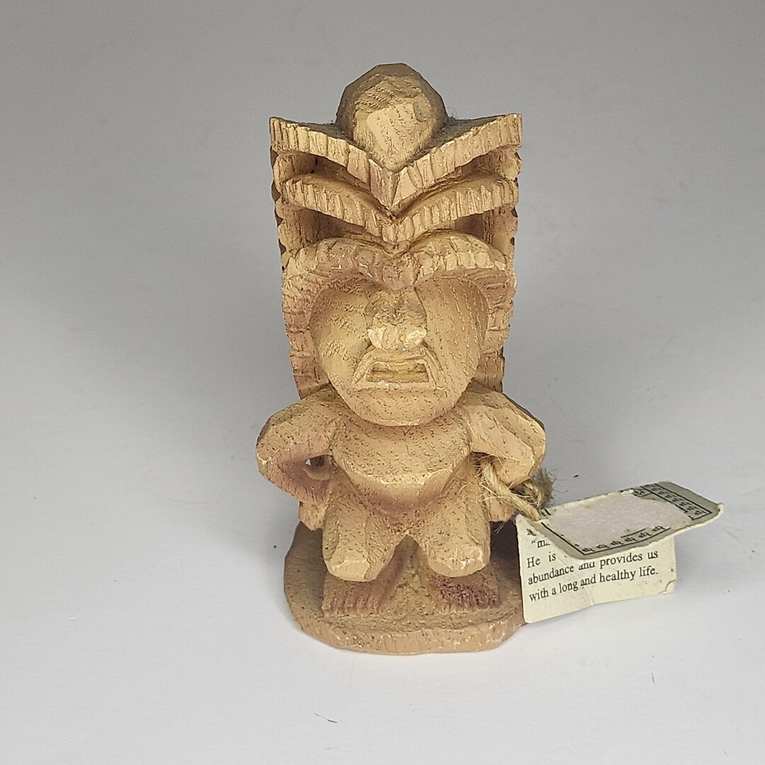 Hawaiian Tiki Kane Faux Carved Wood Figurine - Good Luck Idol - Etsy