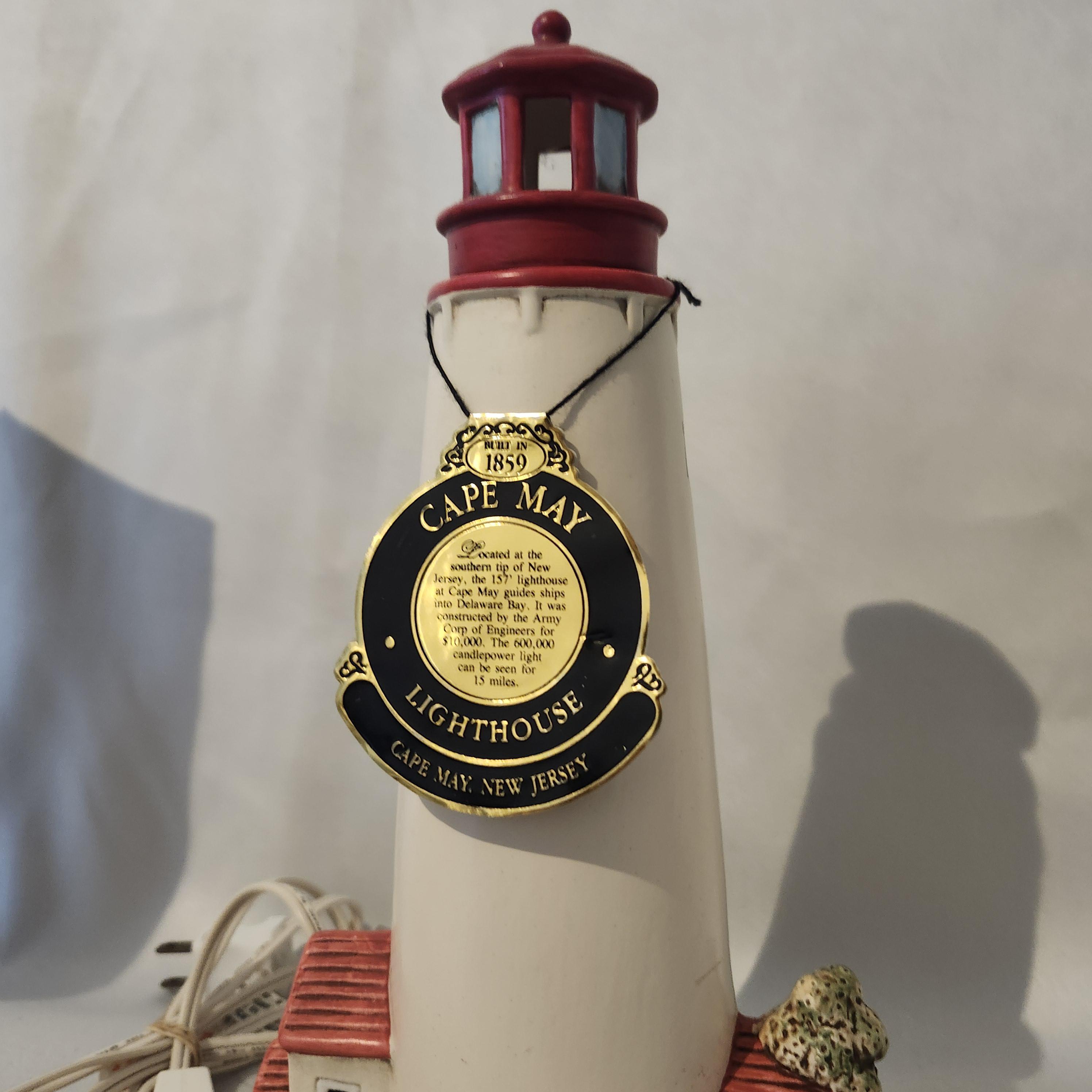 Historic American Lighthouse Lamp Figurine Lamp - Cape May NJ 1993 ...