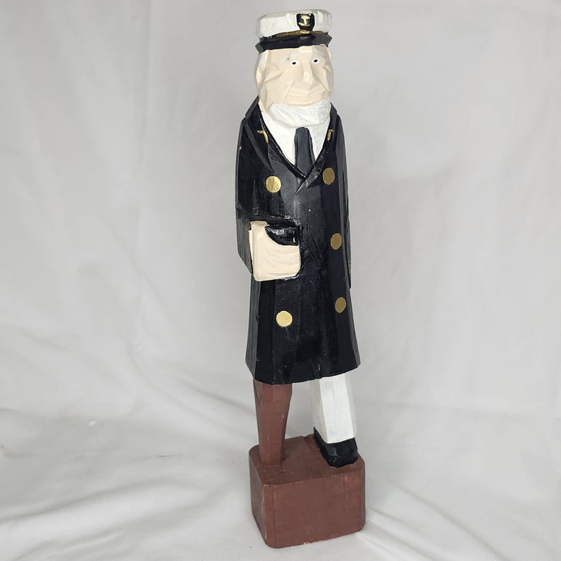 Old Salt - Hand Carved Wooden Statue 12" - the Old Captain With Peg Leg ...