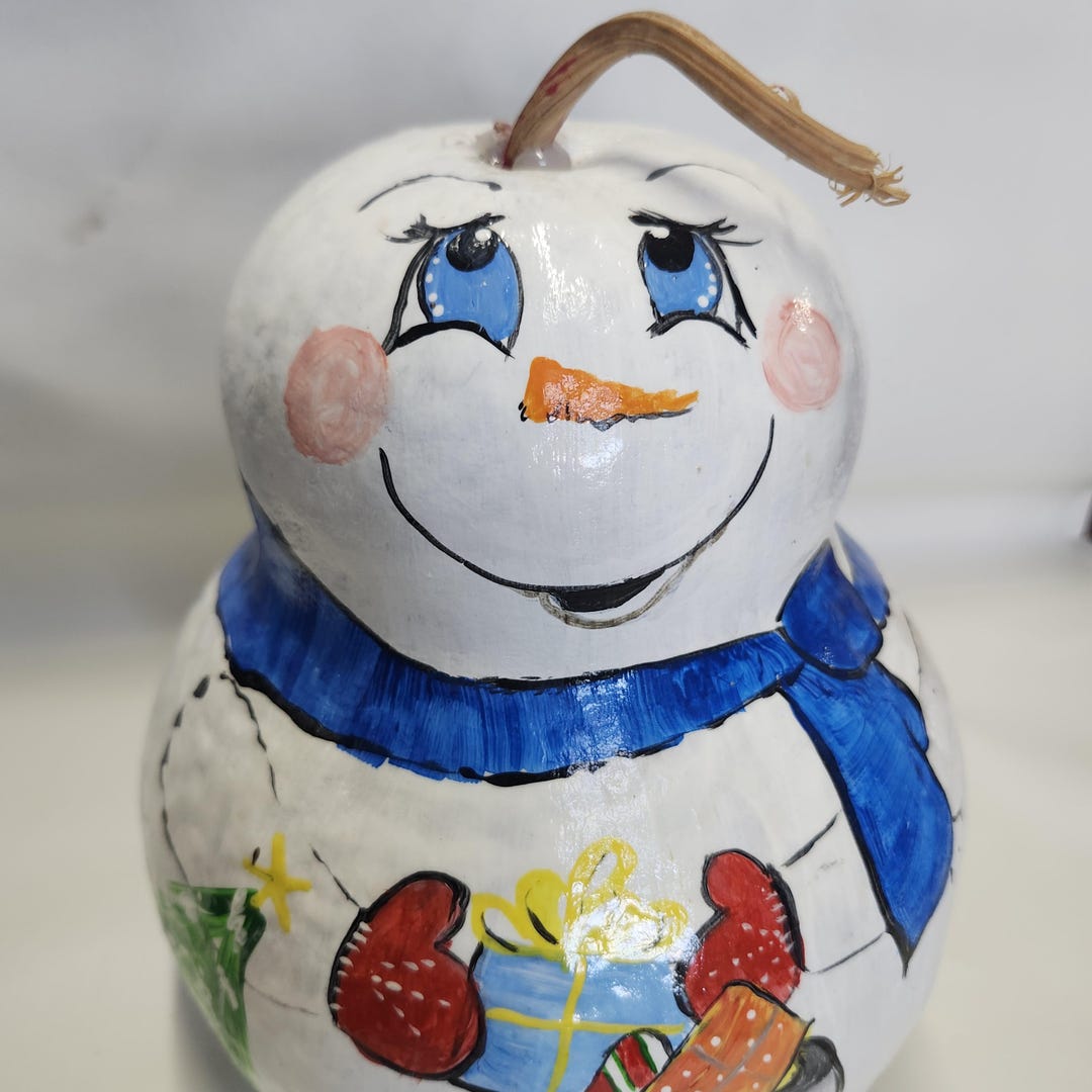 Janets Gourds - Snow Time Snowman Gourd Hand Painted by Janet - Etsy