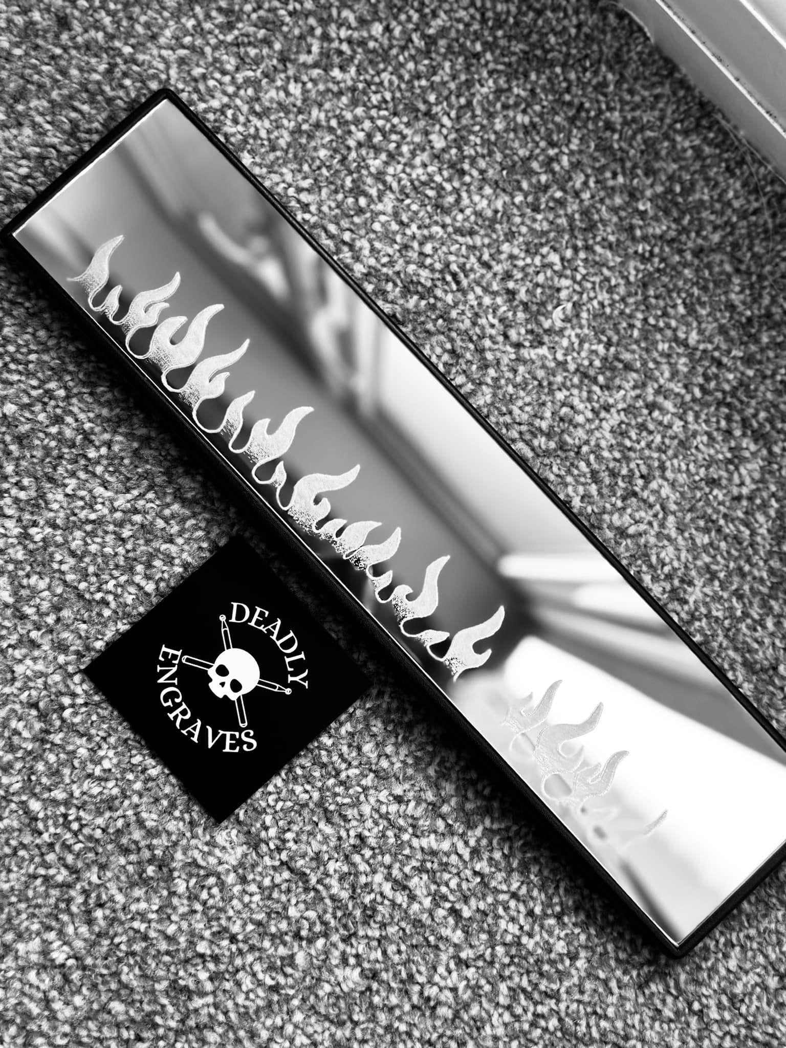 Flame Engraved Car Mirror: Handmade Convex Rearview Show Mirror - Etsy UK