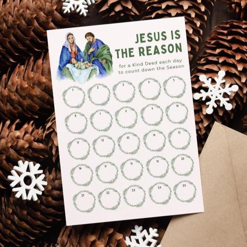 Printable Christmas Countdown, Jesus is the Reason Acts of Kindness ...