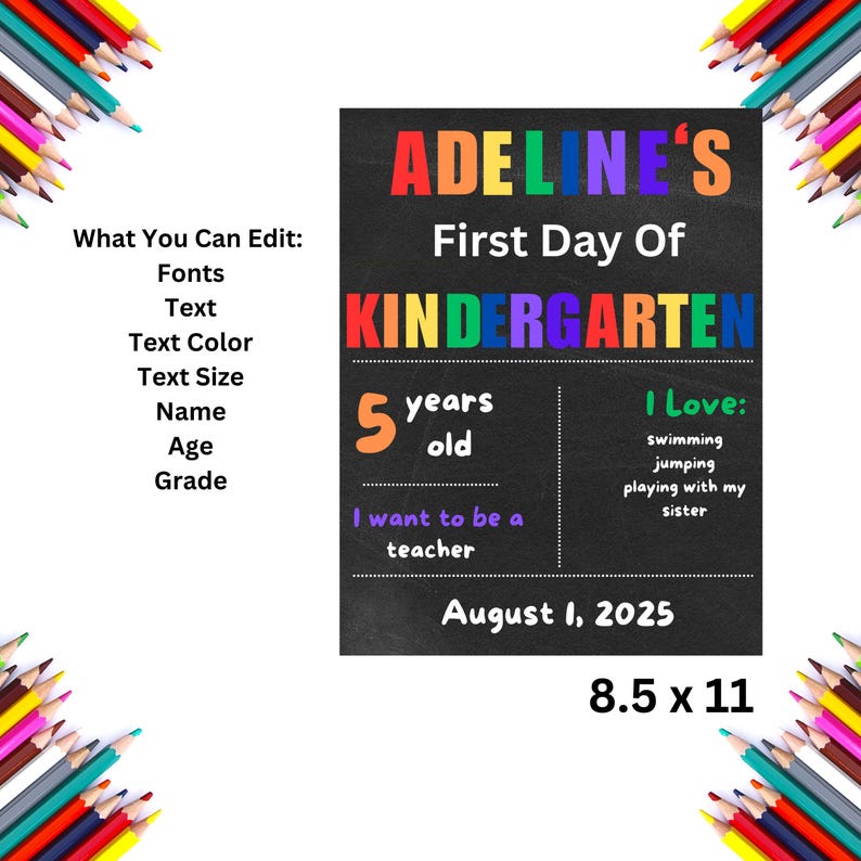 Editable First Day of School Sign Template | Canva Printable | Back to ...