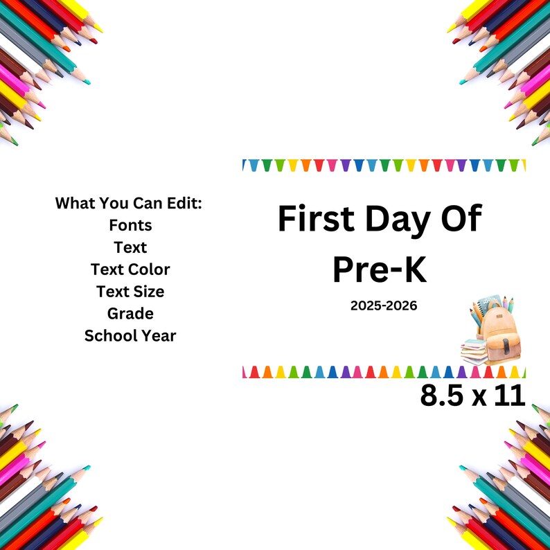Editable First Day of School Sign Template | Canva Template | Printable ...