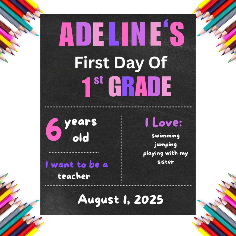 Editable First Day of School Sign Template | Canva Printable | Back to ...