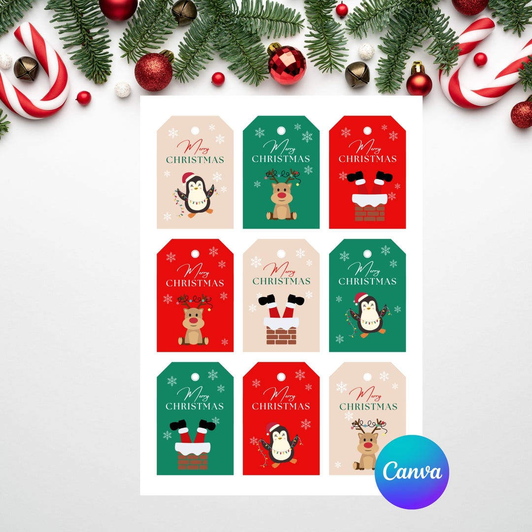 Editable Christmas Gift Tags - Canva Template (digital Download) - Etsy ...