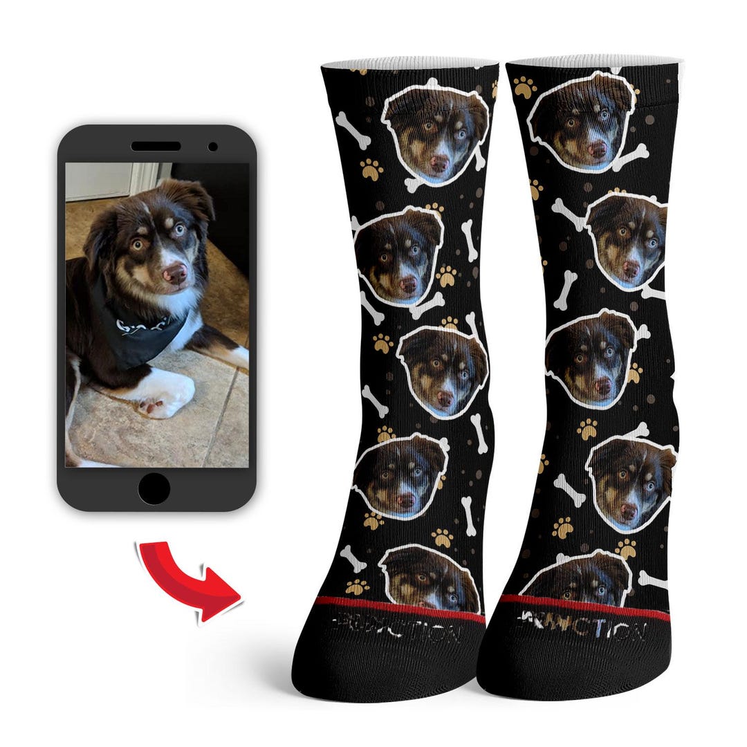 Just Add Feet - Custom Dog Head Pattern Fashion Adult Crew Socks Upload ...