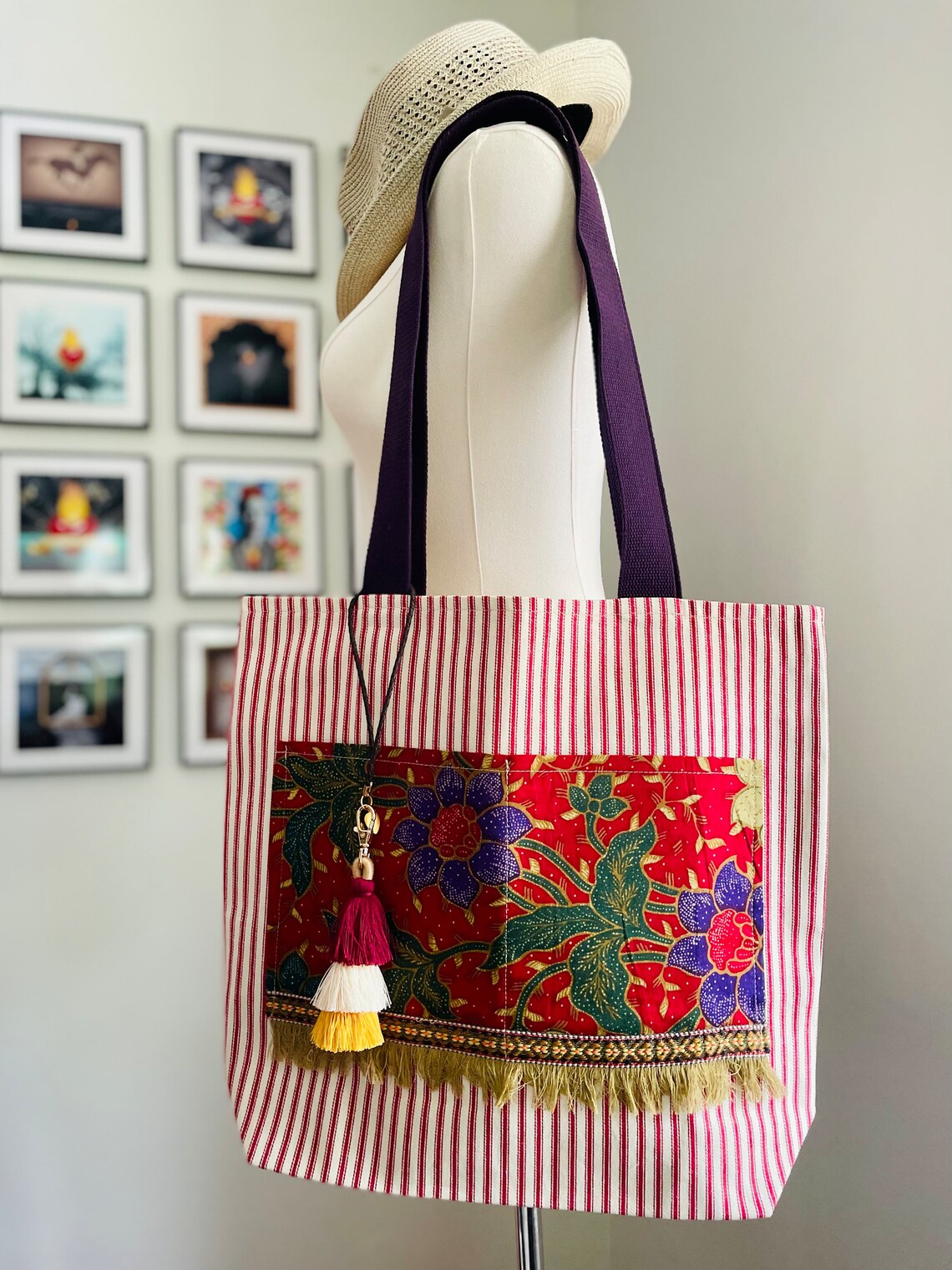 Colorful and Whimsical, Large Tote Bag. Perfect for Summer Outings and ...