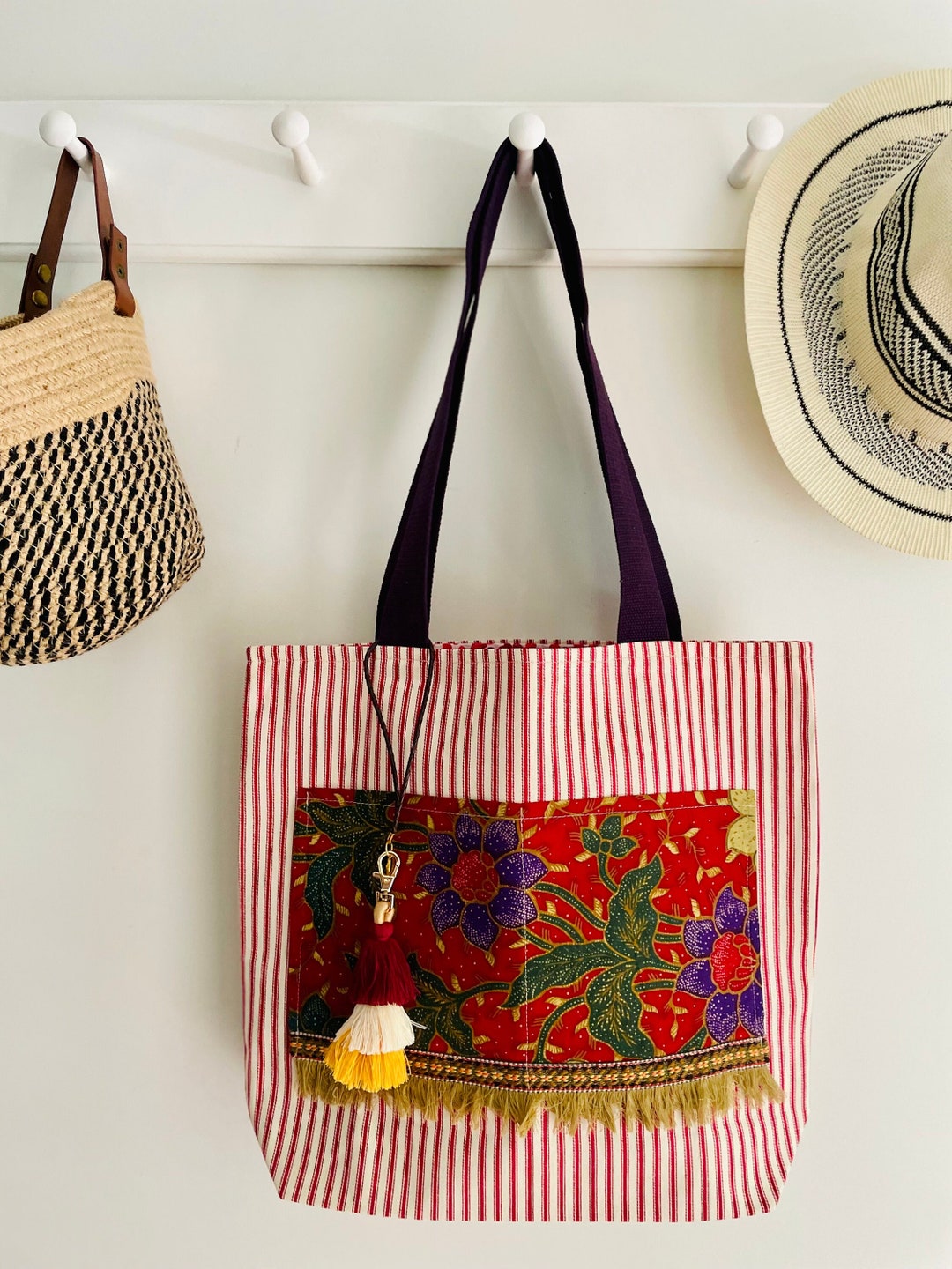 Colorful and Whimsical, Large Tote Bag. Perfect for Summer Outings and ...