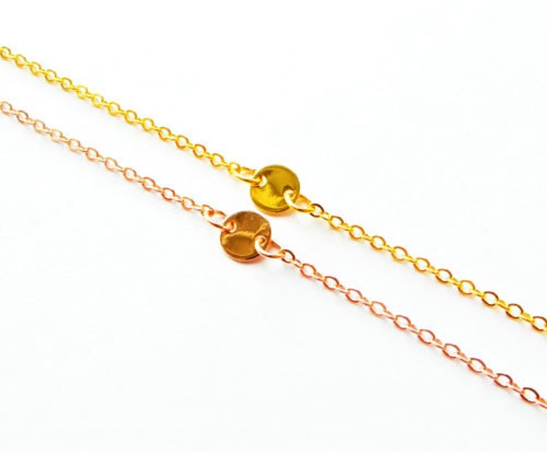 Gold Disc Necklace Small Circle Simple Layering Necklace | Etsy