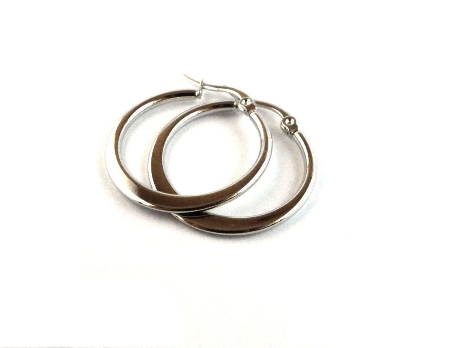 Stainless Steel Hoop Earrings: Minimalist Sleek Circle - 25mm - Etsy