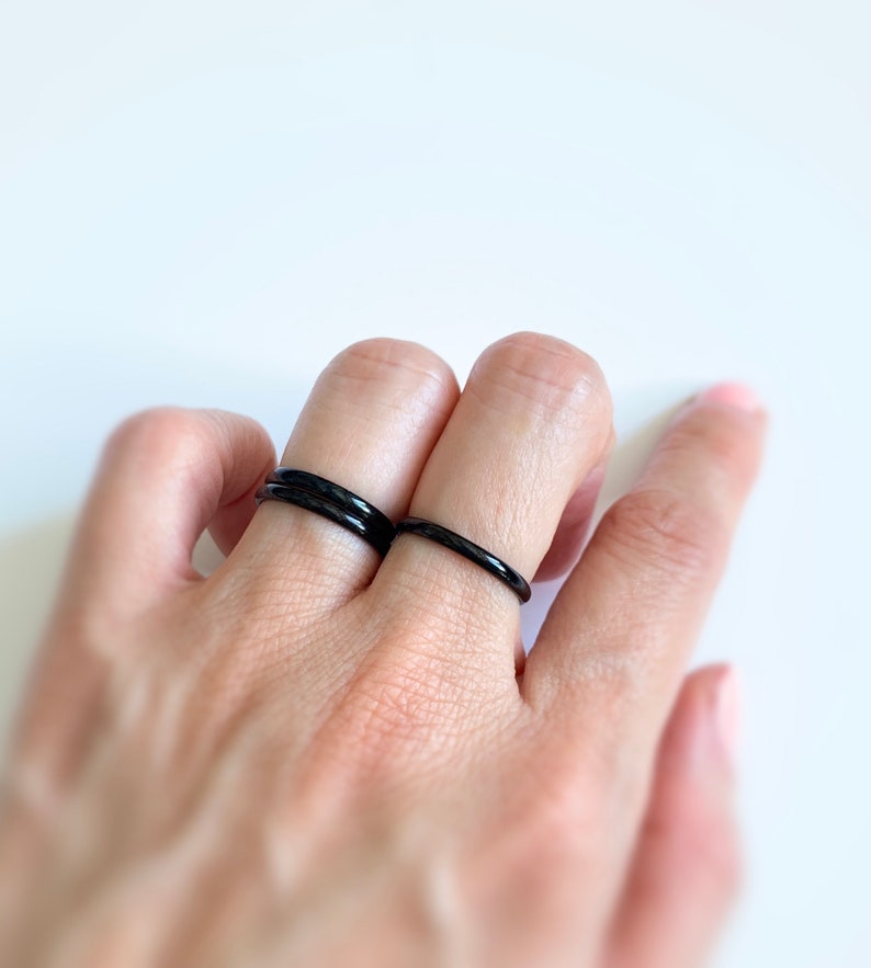 Simple Black Ring Thin Black Ring Black Ring for Couple | Etsy