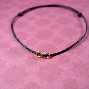 Black String Bracelet, Gold Infinity, Symbolic Bracelet, Stacking ...