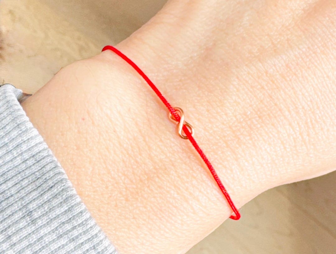 Rose Gold Infinity Red String Bracelet: Minimalist Adjustable Charm - Etsy