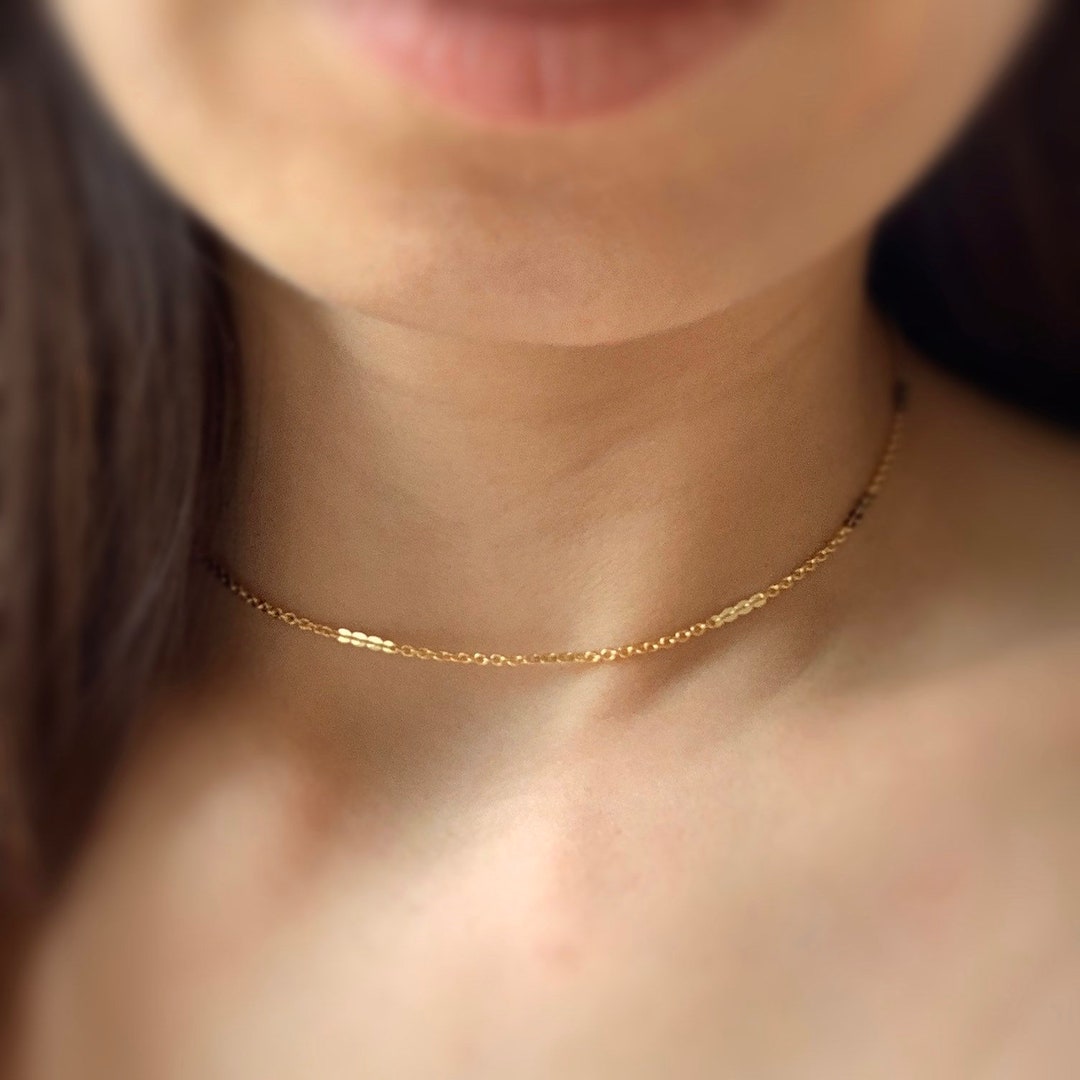 Gold Choker Necklace Short Choker Necklace Simple Necklace Layering Necklace Minimalism Everyday Necklace Adjustable Choker Chain Etsy