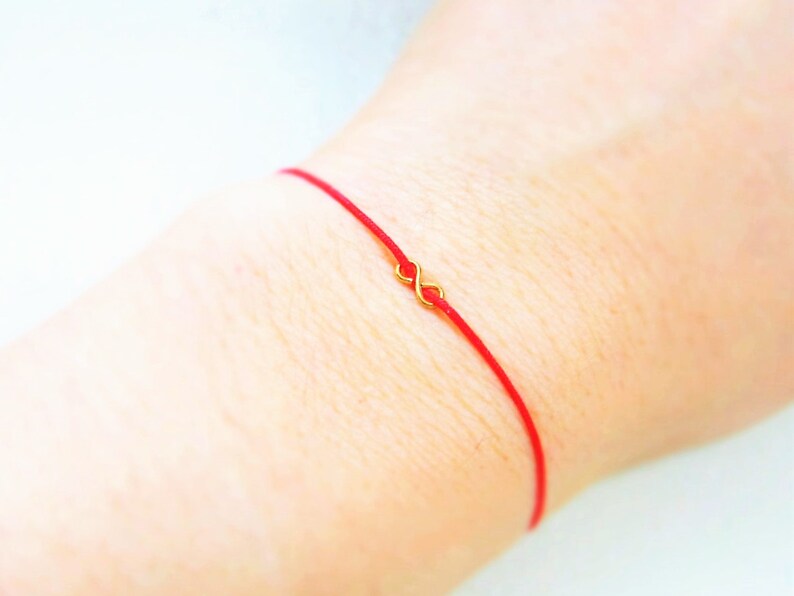 Rose Gold Color Infinity Red String Bracelet, Infinity Bracelet, Simple ...