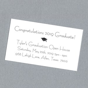 Graduation Invitation Insert Cards - (set of 10) Graduation ...
