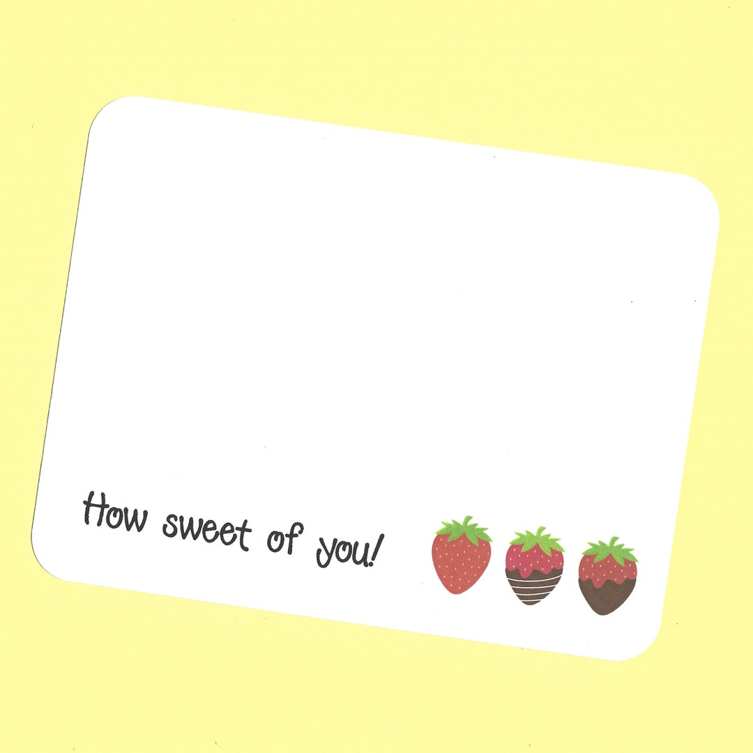 Strawberry Note Cards - (set of 10) Cute Strawberry Cards, Chocolate ...