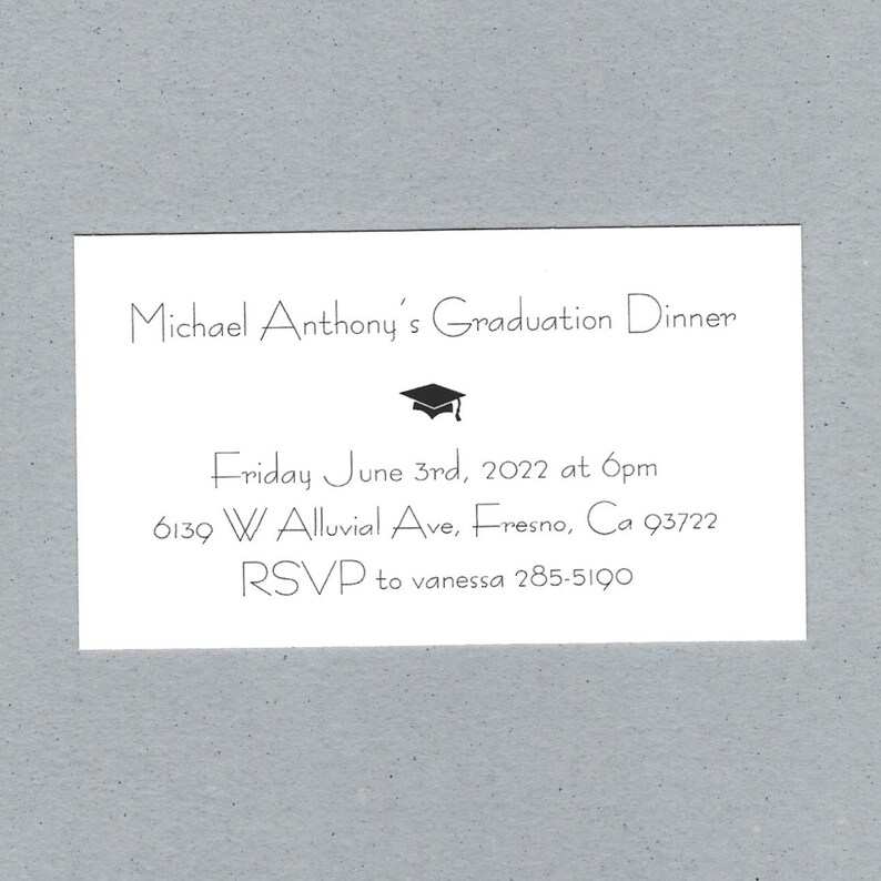 Graduation Invitation Insert Cards - (set of 10) Graduation ...