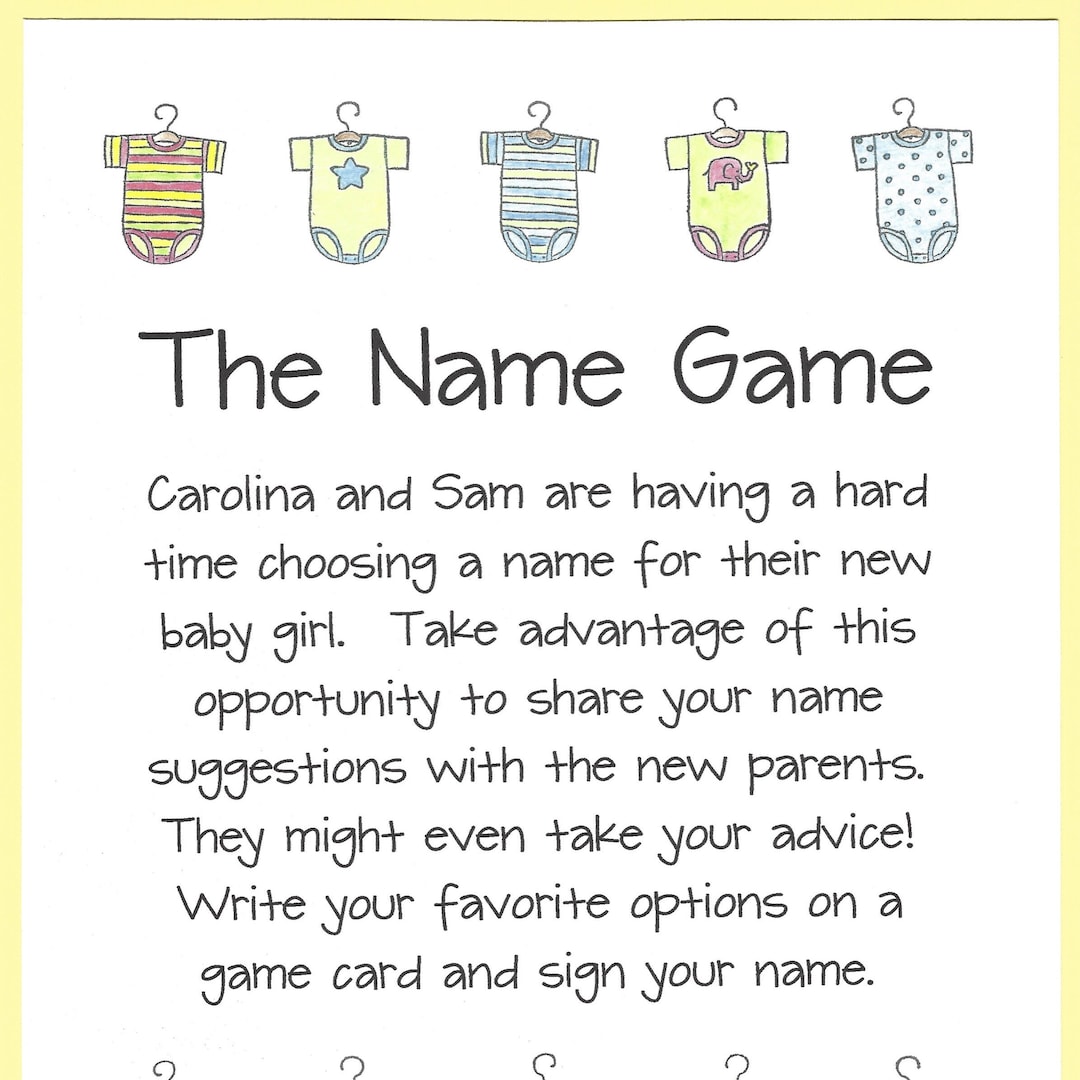 The Baby Name Game - Baby Names Shower Game, Name the Baby Shower Game ...