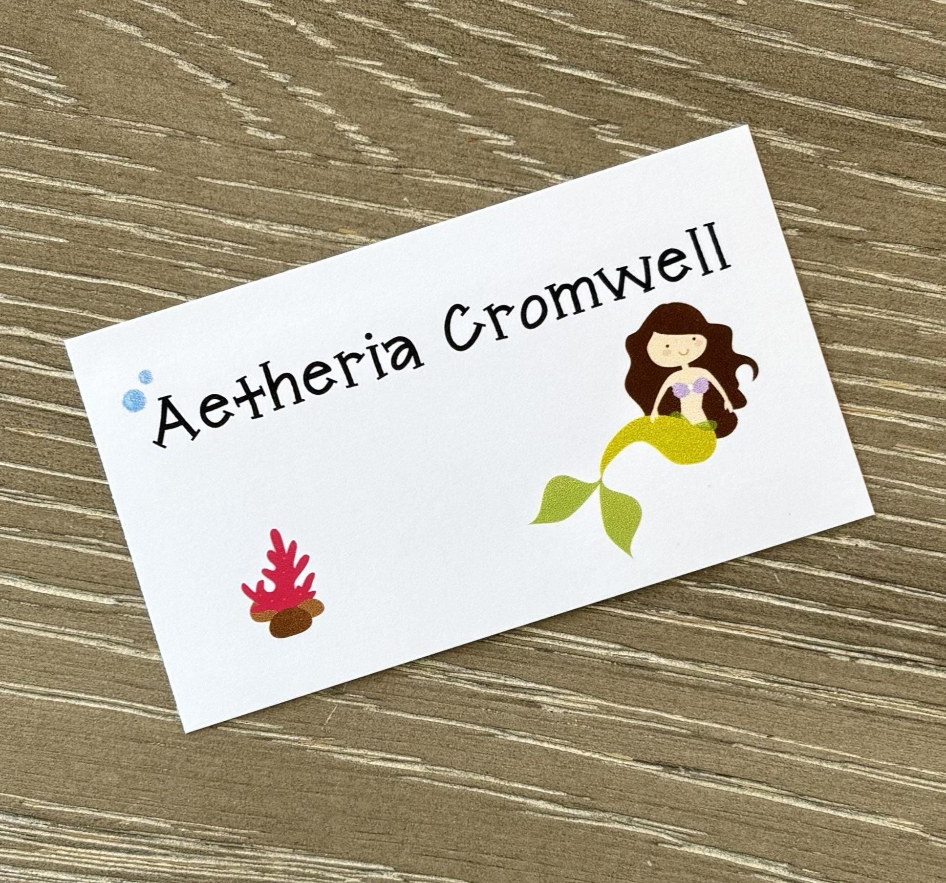 Mermaid Calling Cards - (set of 10) Mermaid Party Cards, Mermaid Treat ...